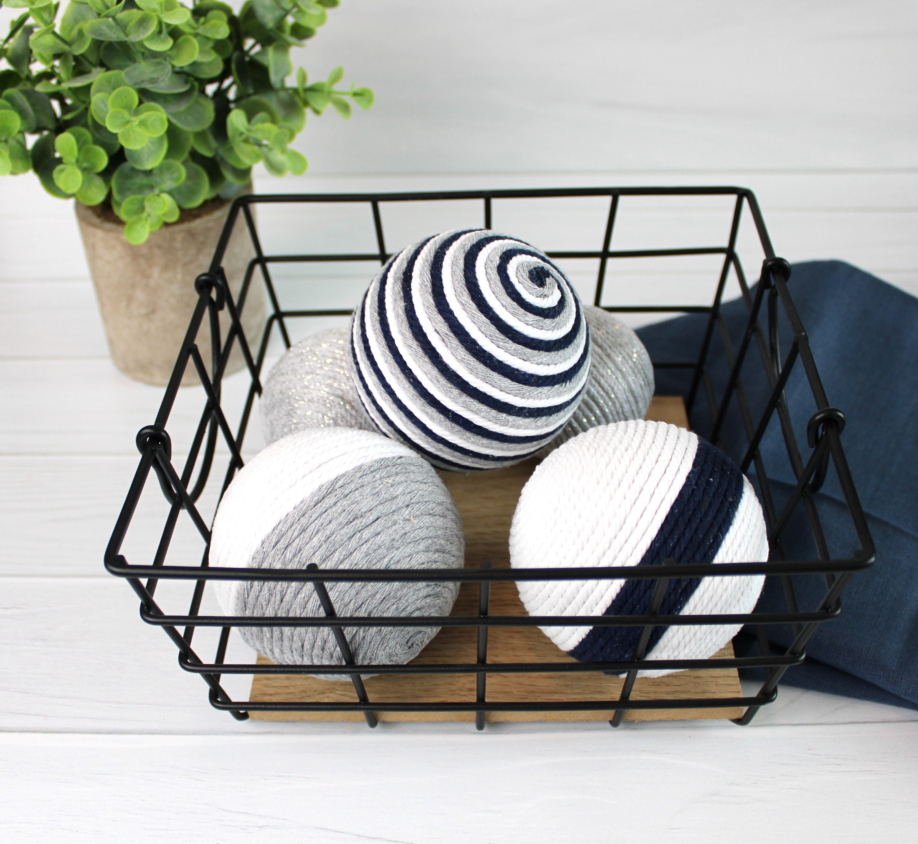 Macrame Wrapped Balls, Decorative Balls, Decorative Yarn Balls, Home ...