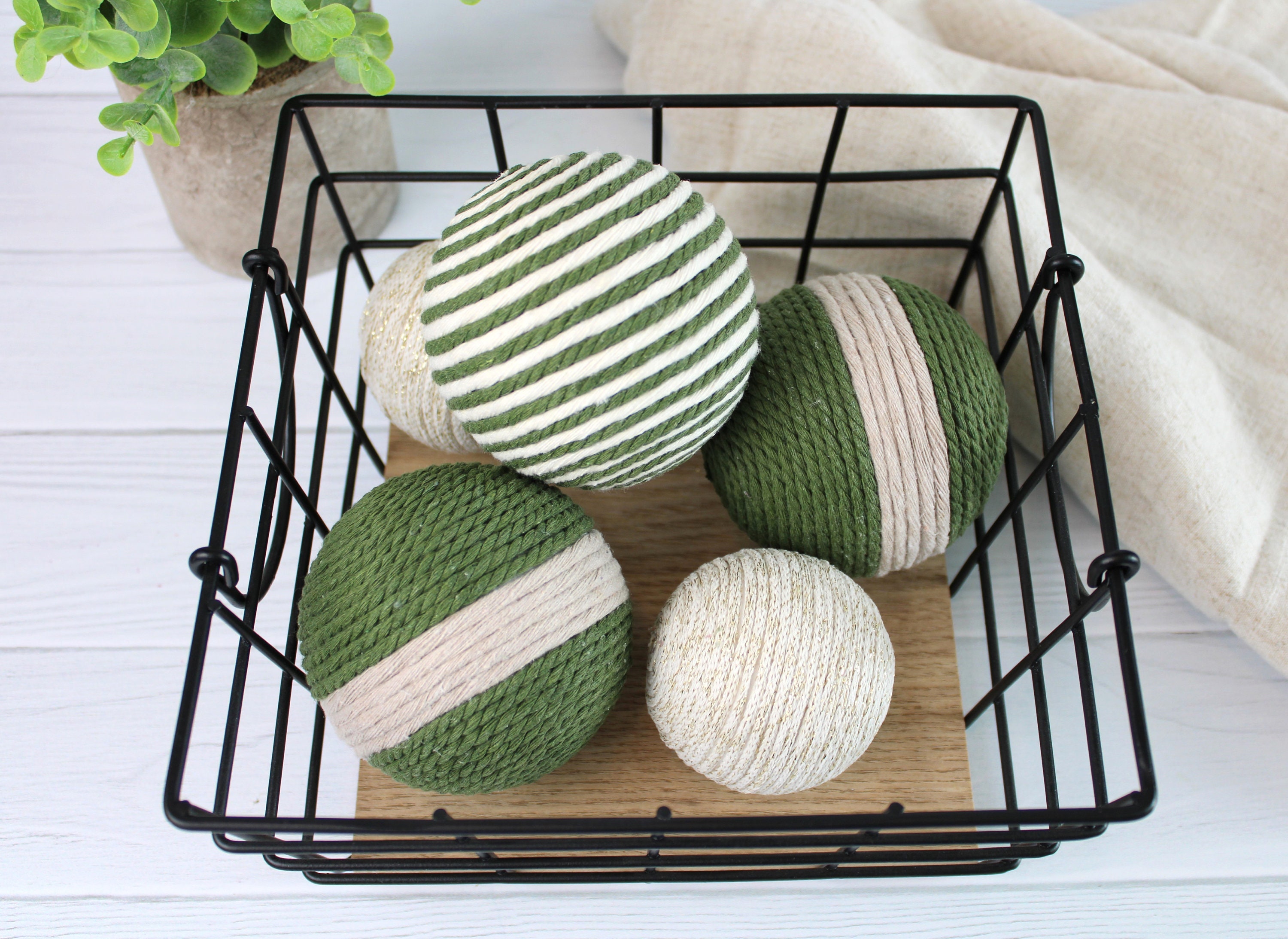 Macrame Wrapped Balls, Decorative Balls, Decorative Yarn Balls, Home ...