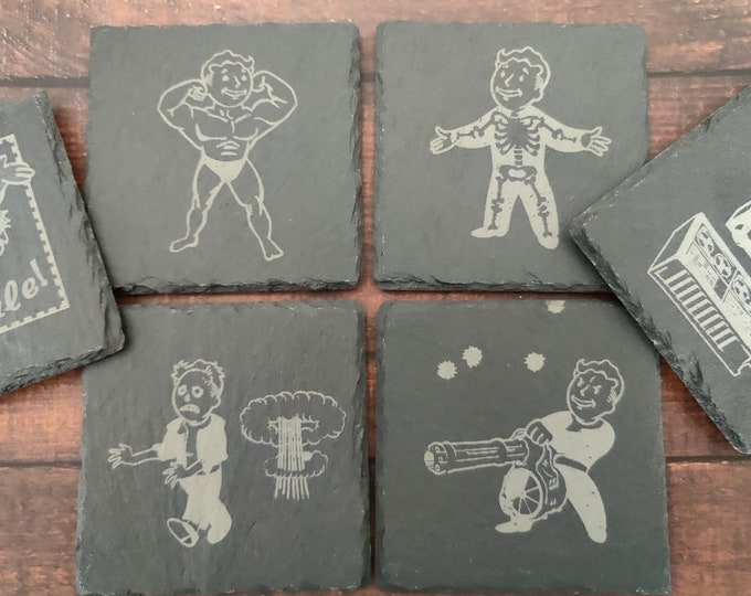 Fallout Coaster Set 4 Cork Vault Tec, Vault Boy, Nuka Cola, Vault 111 ...