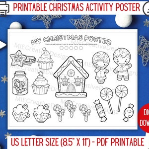GINGERBREAD CHRISTMAS Coloring POSTER, Gingerbread Coloring Page ...