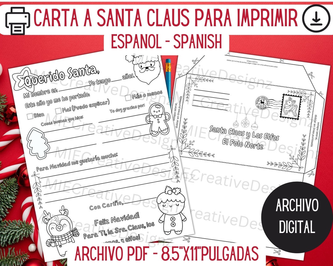 CARTA A SANTA CLAUS, Carta De Navidad, Carta a Santa En Español, Lista ...