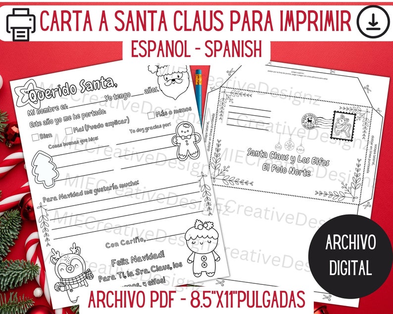 CARTA A SANTA CLAUS, Carta De Navidad, Carta a Santa En Español, Lista ...
