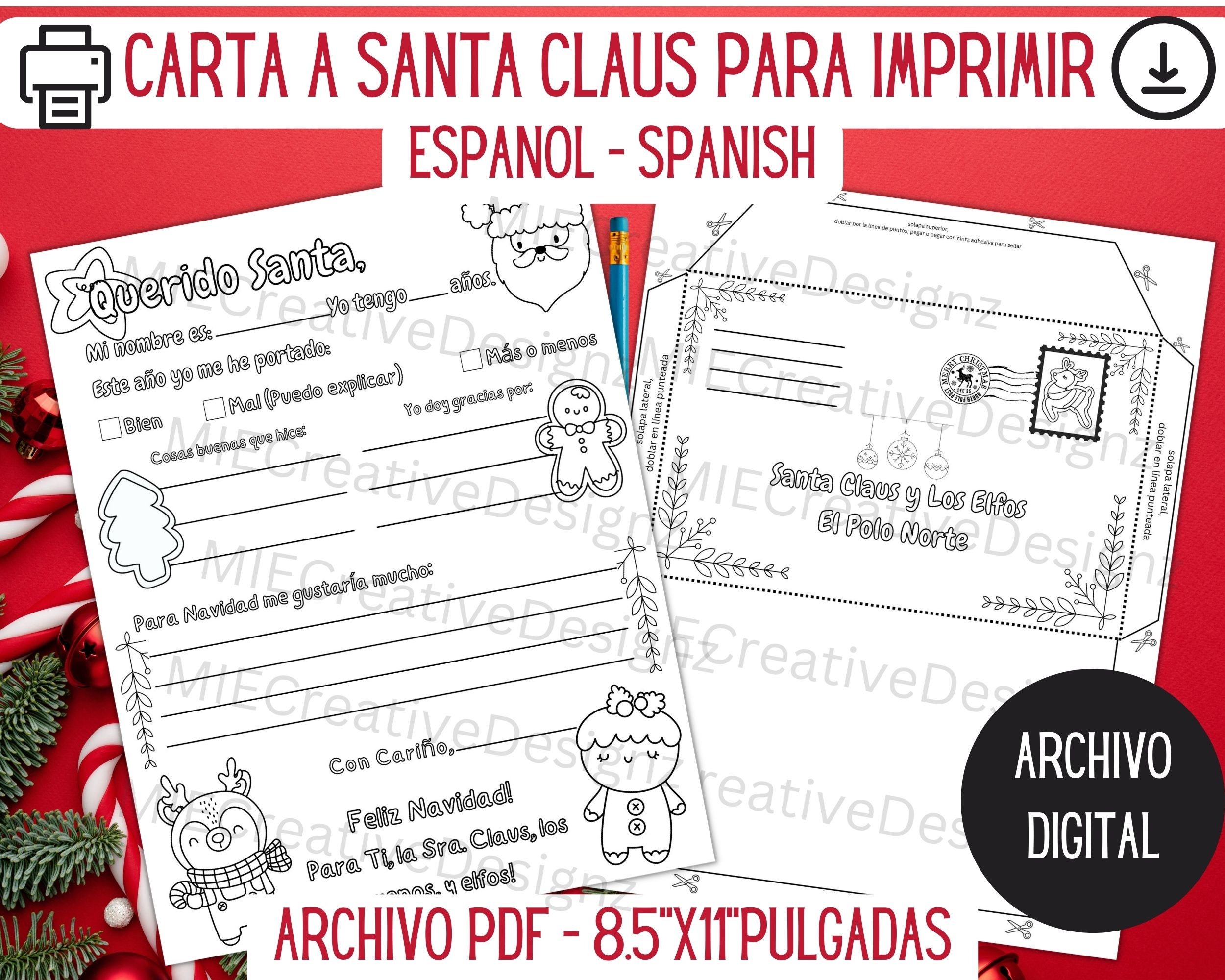 CARTA A SANTA CLAUS, Carta De Navidad, Carta a Santa En Español, Lista ...