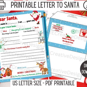 PRINTABLE LETTER to SANTA, Children's Letter to Santa, Santa Claus ...