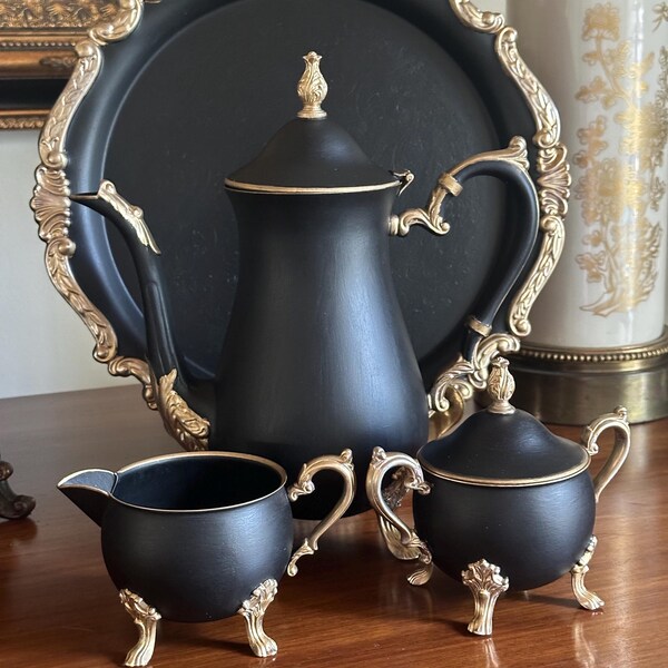 Black and Gold Tea Set - Etsy