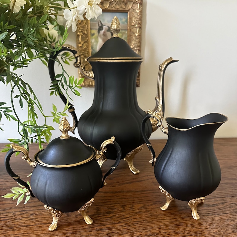 Black and Gold Tea Set - Etsy