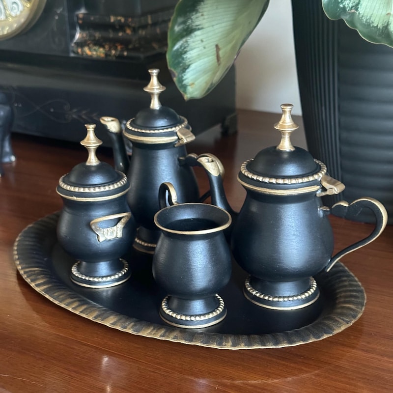 Black and Gold Tea Set - Etsy