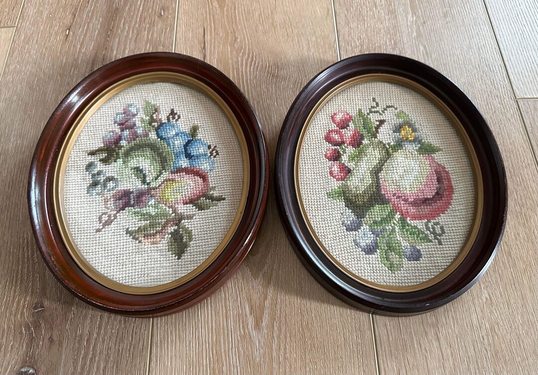 Beautiful Vintage Hand Embroidered Fruit Pictures. - Etsy