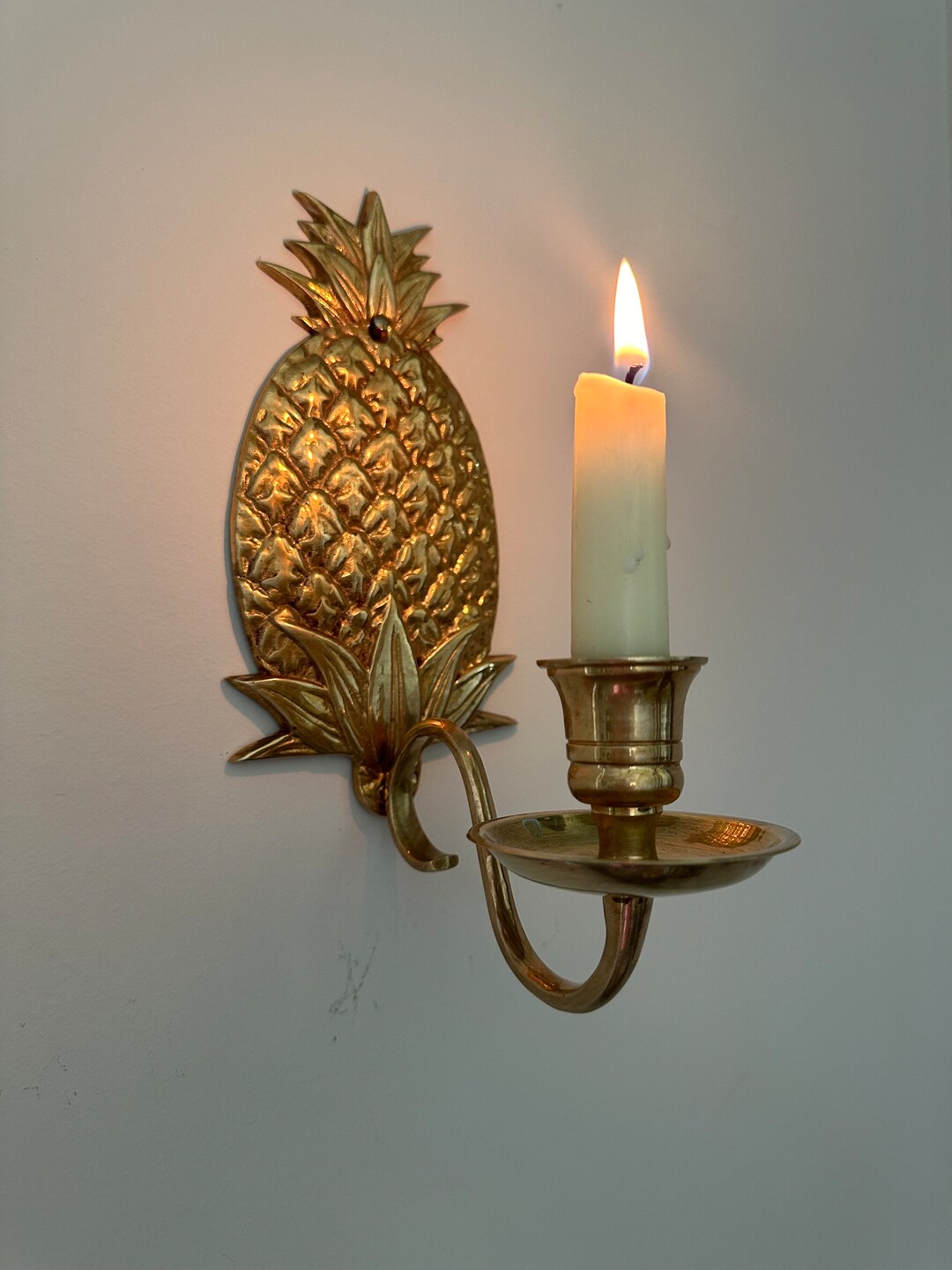 Vintage Brass Pineapple Candlestick Wall Sconce - Etsy