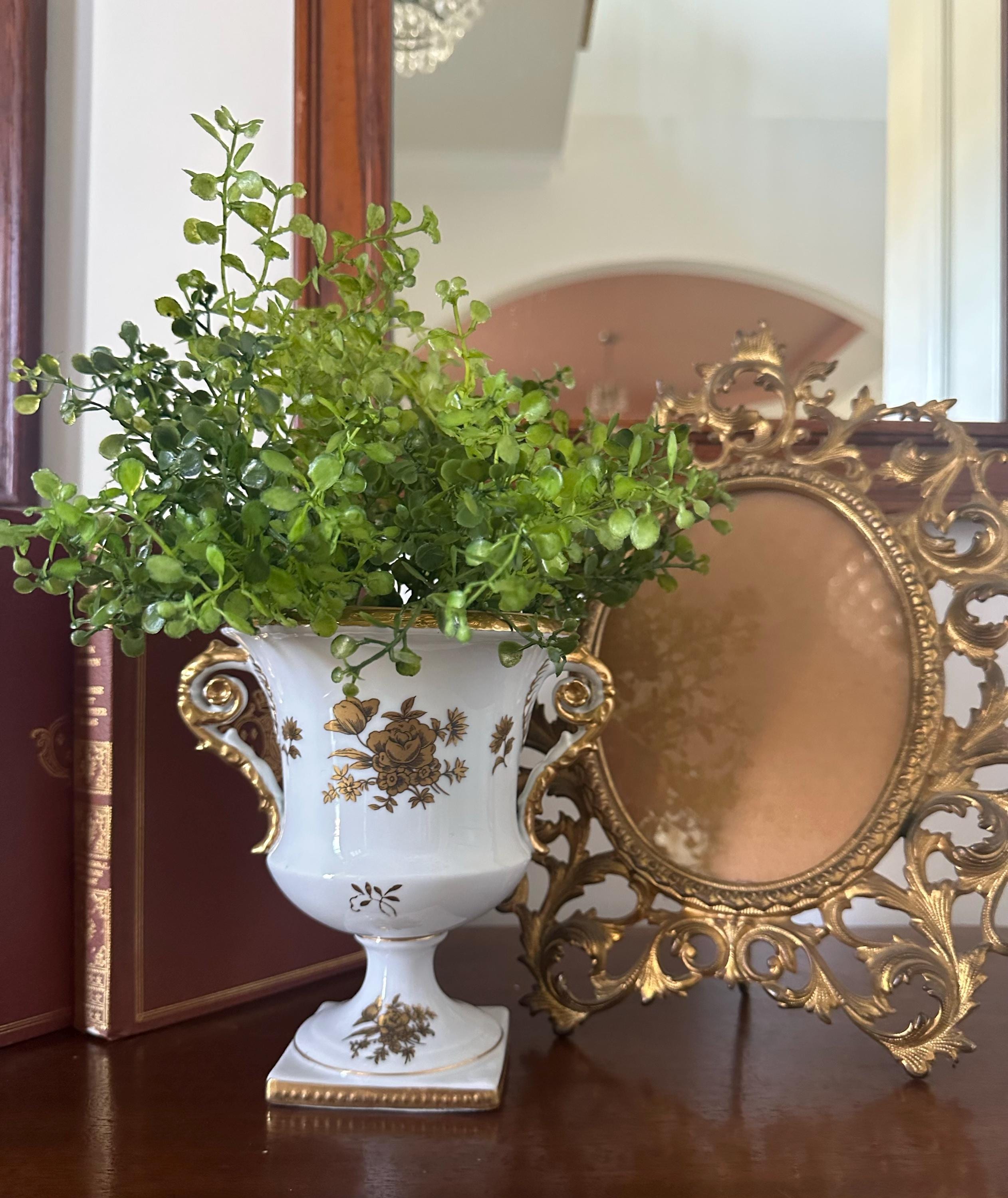 Vintage Cream Porcelain Urn With Gold Floral Design - Etsy