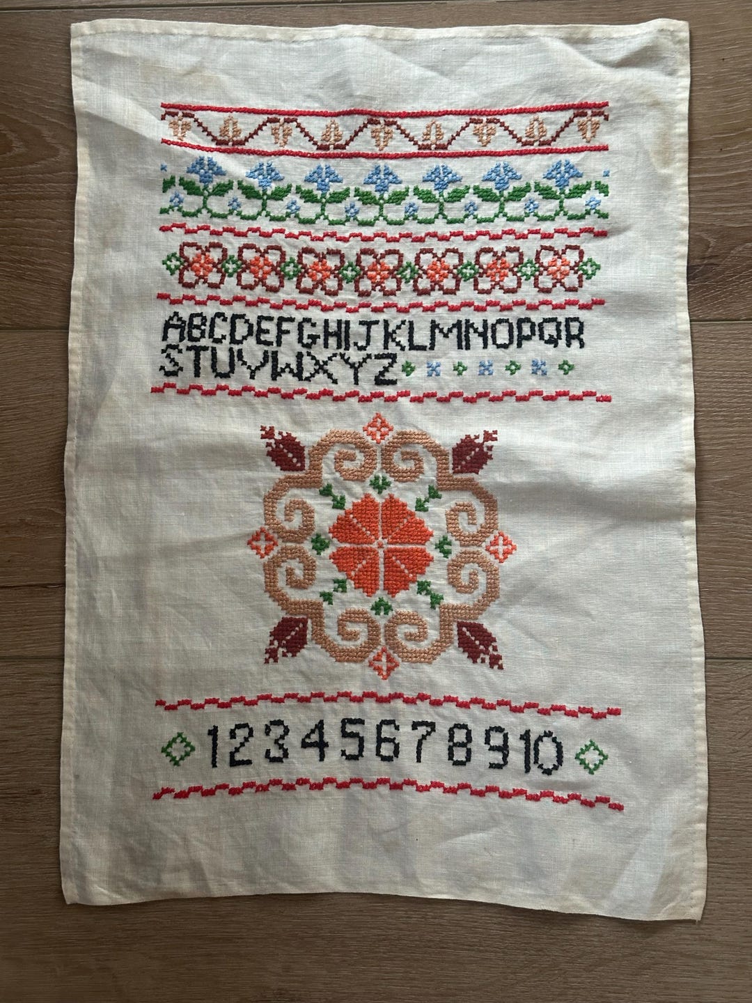 Vintage Alphabet and Numbers Cross Stitch Sampler:cottage Decor - Etsy