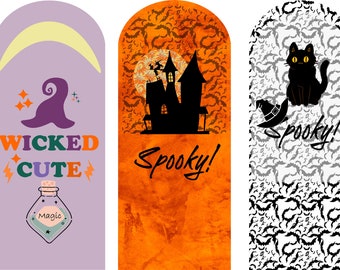 Halloween Bookmarks Bundle, Set of 4 Printable Spooky Markers, Bats ...