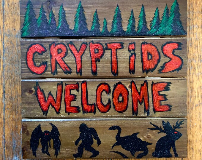 Cryptids Welcome Indoor Wooden Sign - Etsy