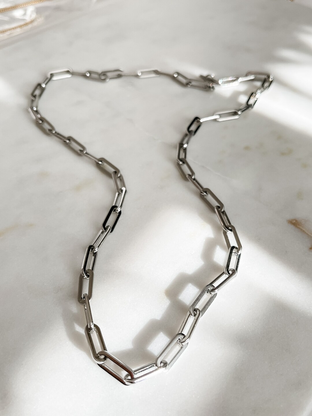 Paperclip Chain Necklace Stainless Steel Silver Waterproof - Etsy