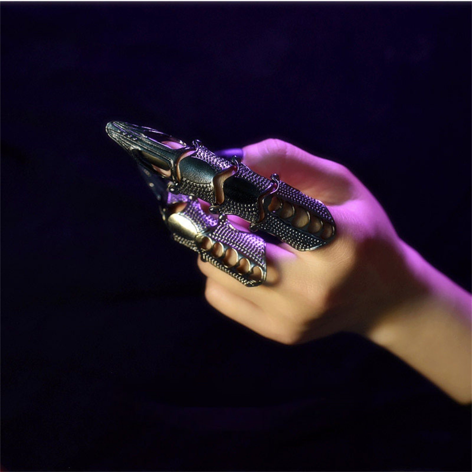 Gothic Dark Nail Armor Knuckle Midi Finger Rings Cyberpunk - Etsy