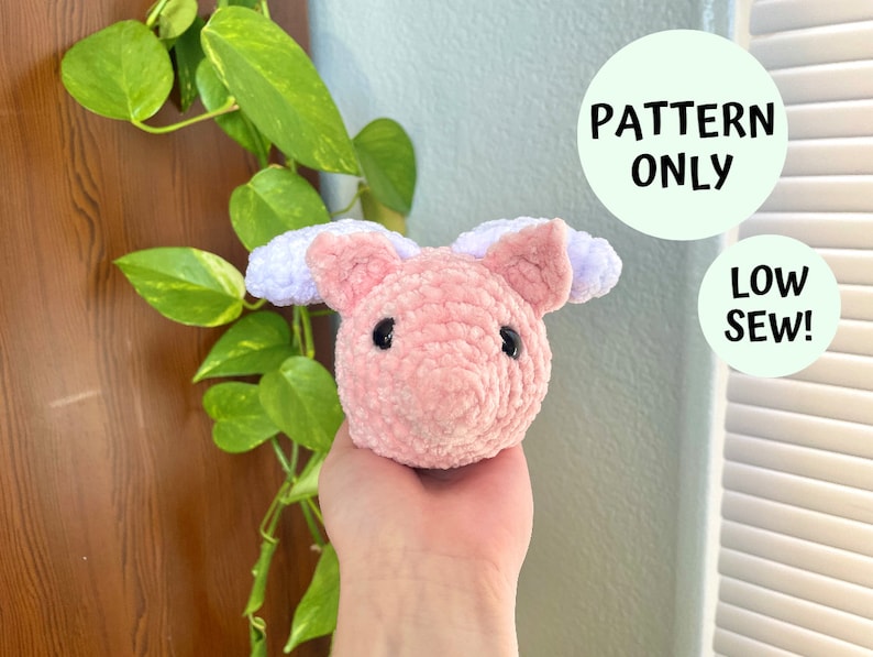 Baby Flying Pig Crochet Pattern, Low Sew Hog Amigurumi Tutorial, Tiny ...