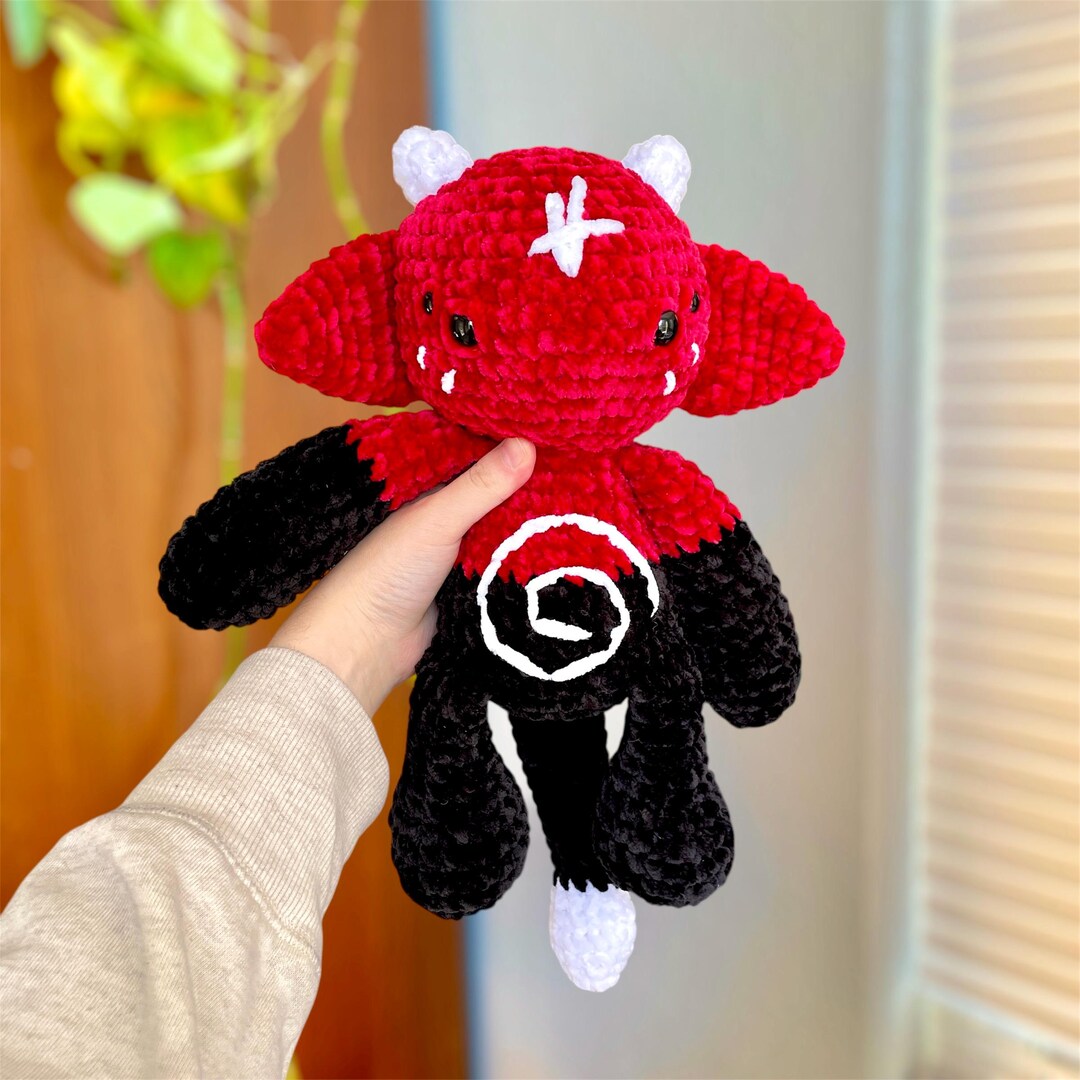 Alien Stuffed Animal, Red and Black Crochet Extraterrestrial Amigurumi ...