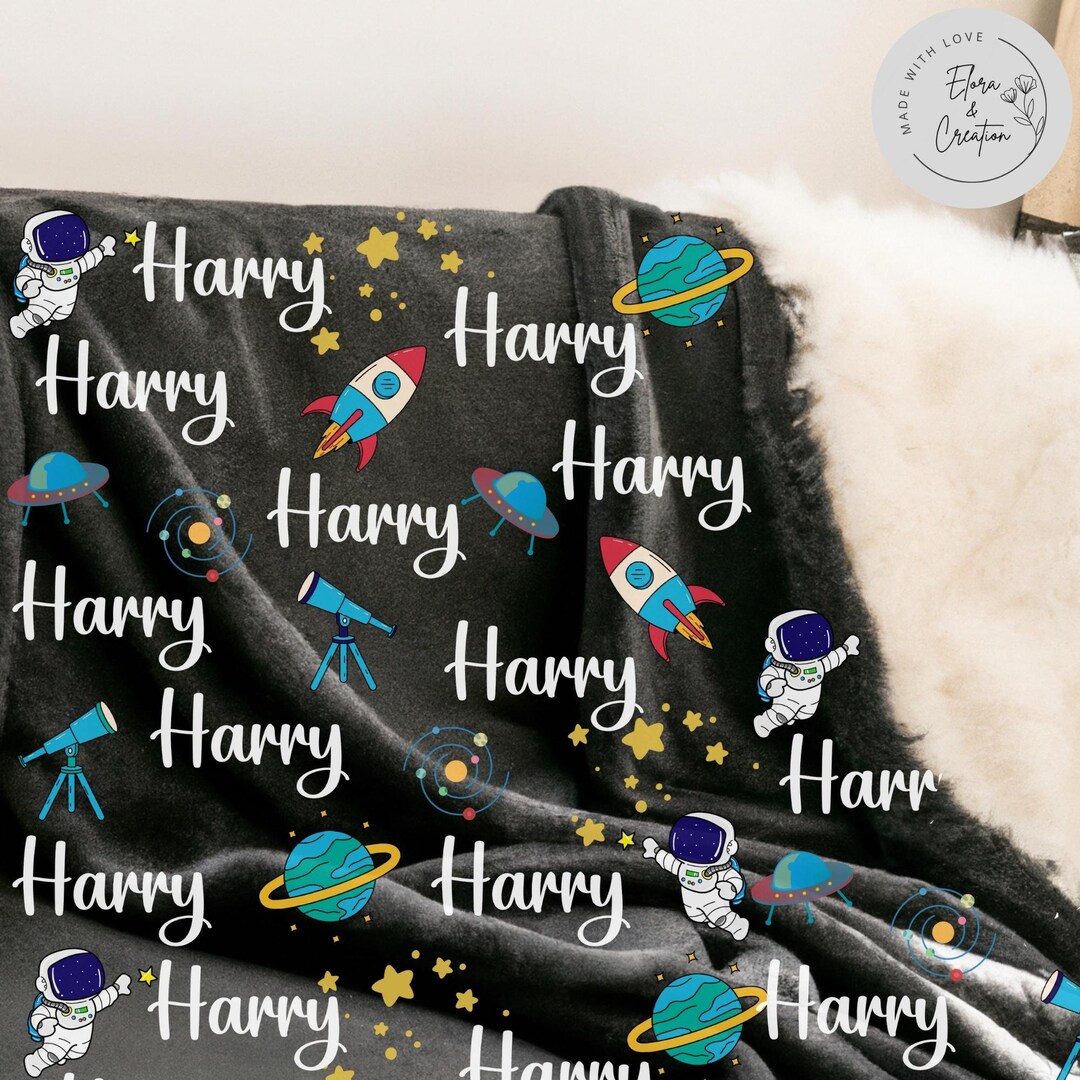 Rocket Blanket Space Blanket Custom Boys Name Blanket Boys Theme ...