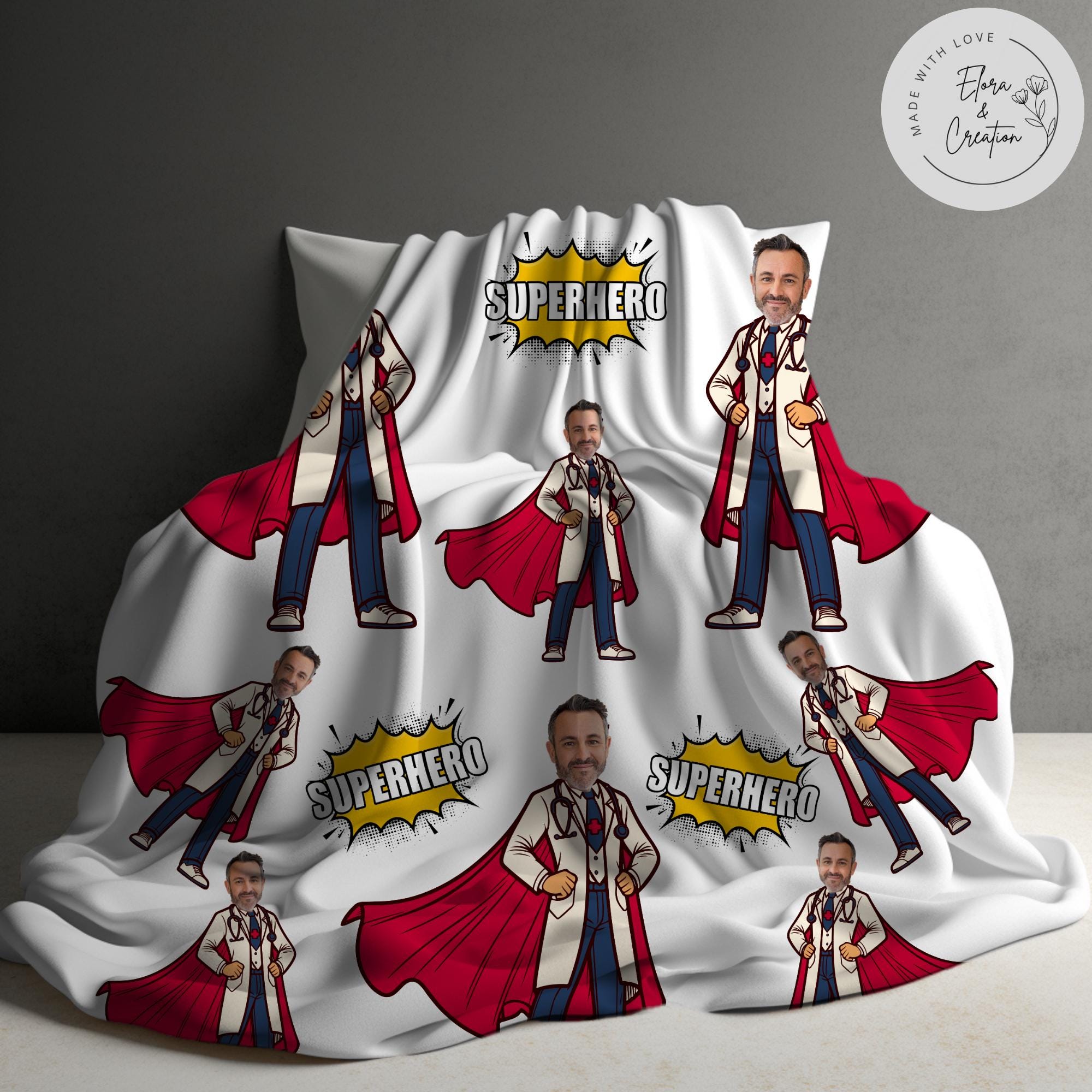 Superhero Cape Doctor Custom Photo Blanket Personalized Dr. Dad Gift ...