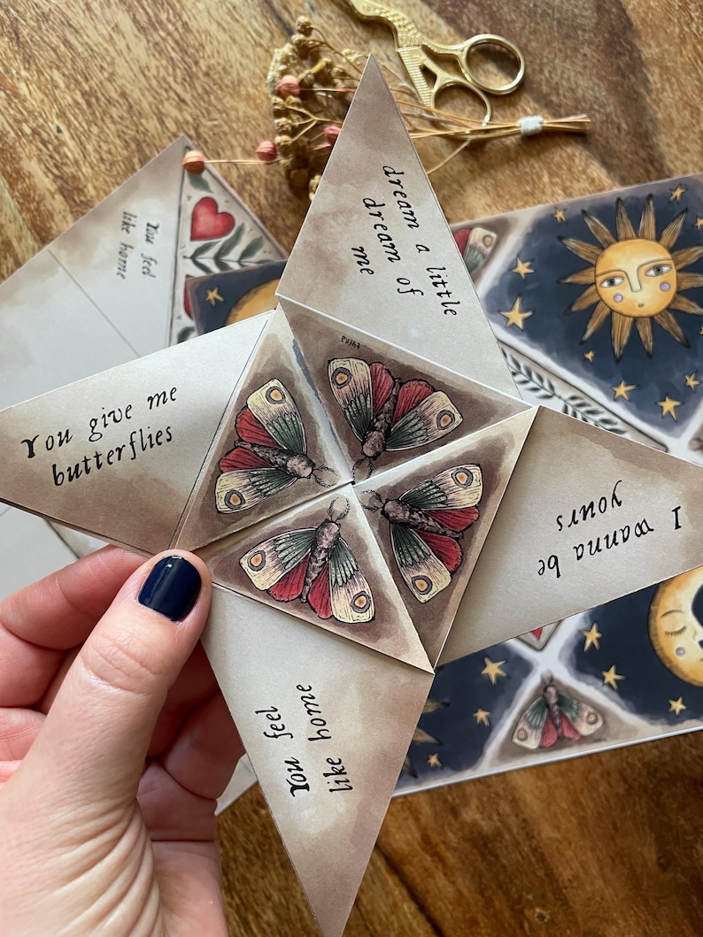 Victorian Puzzle Purse: Origami Love Letter Template (instant Download ...