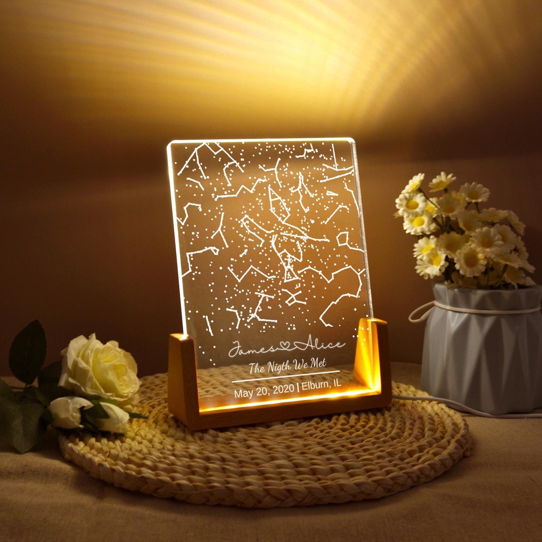 Custom Star Map by Date, Star Map Night Light, Personalized ...