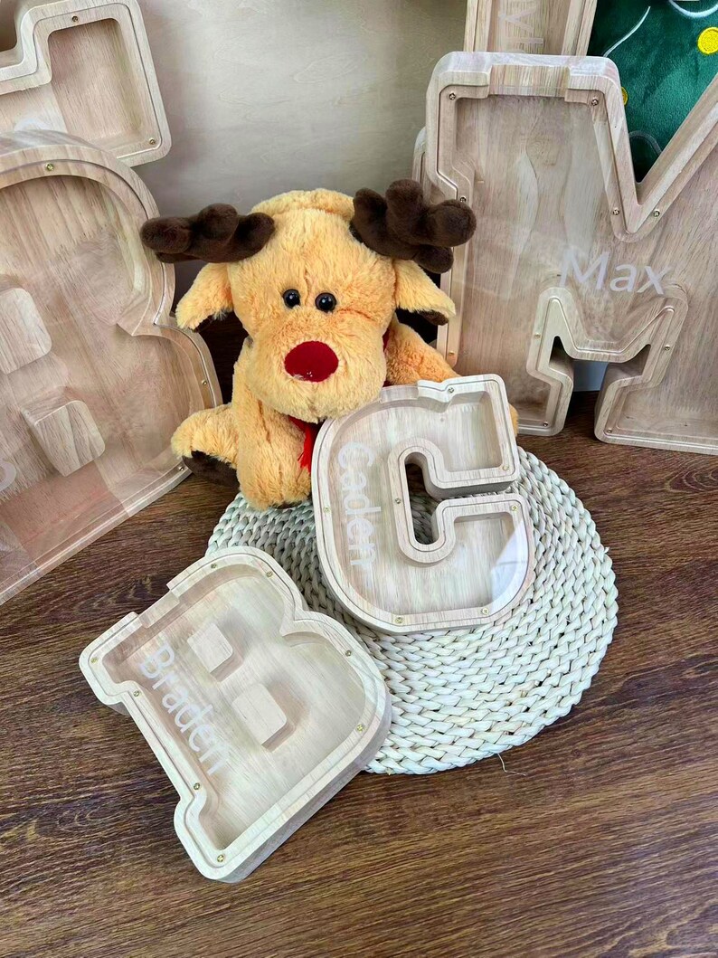 Custom Initial Piggy Bank, Personalized Alphabet Piggy Bank, Children's ...