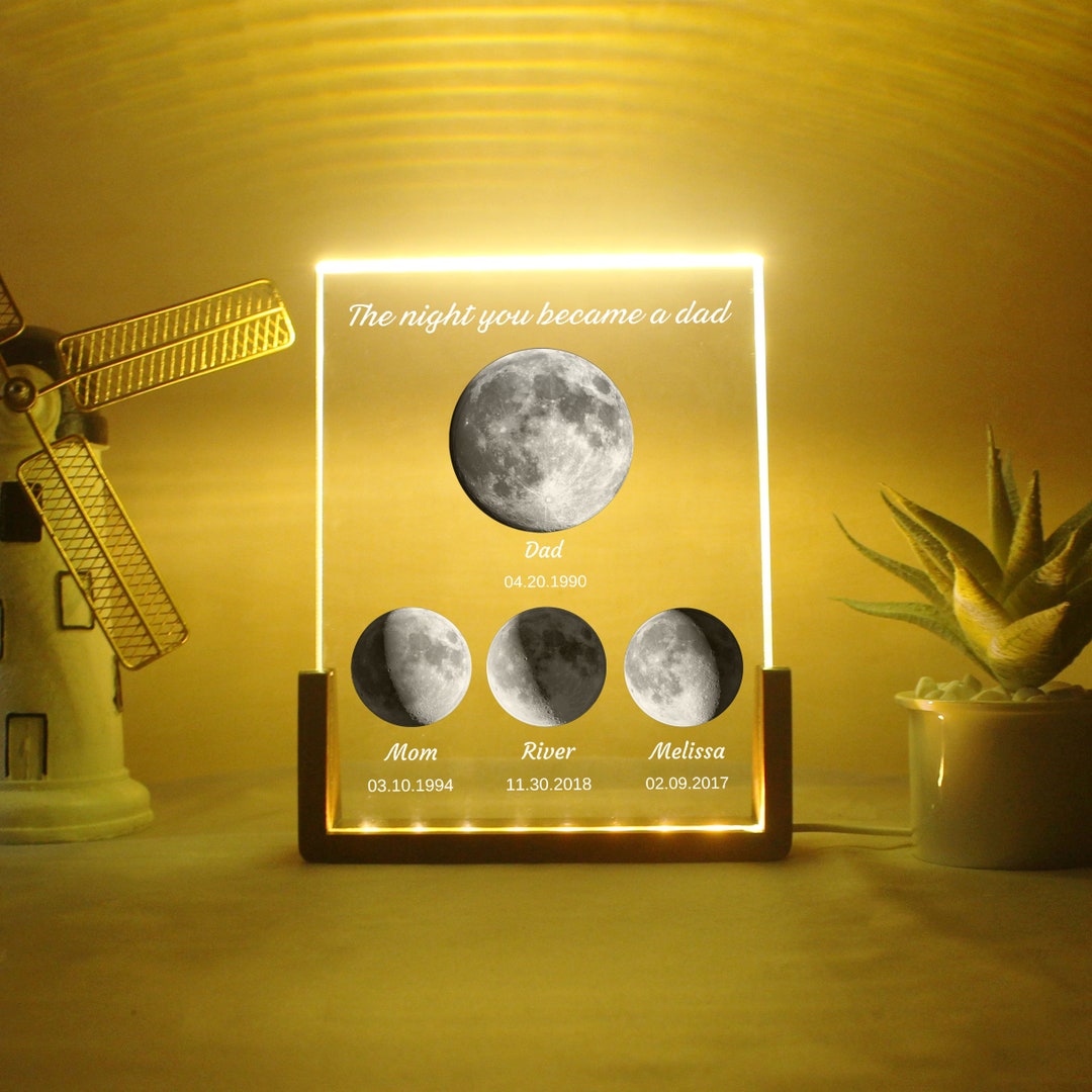 Personalised Crystal Moon Phase Lamp,father's Day Gift,personalized ...
