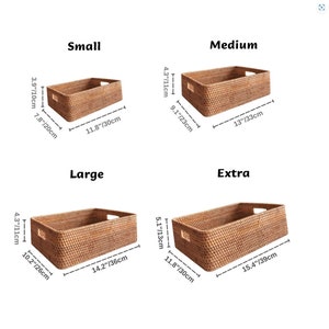 Handmade Rectangular Woven Rattan Storage Basket • Woven Rattan Tray ...