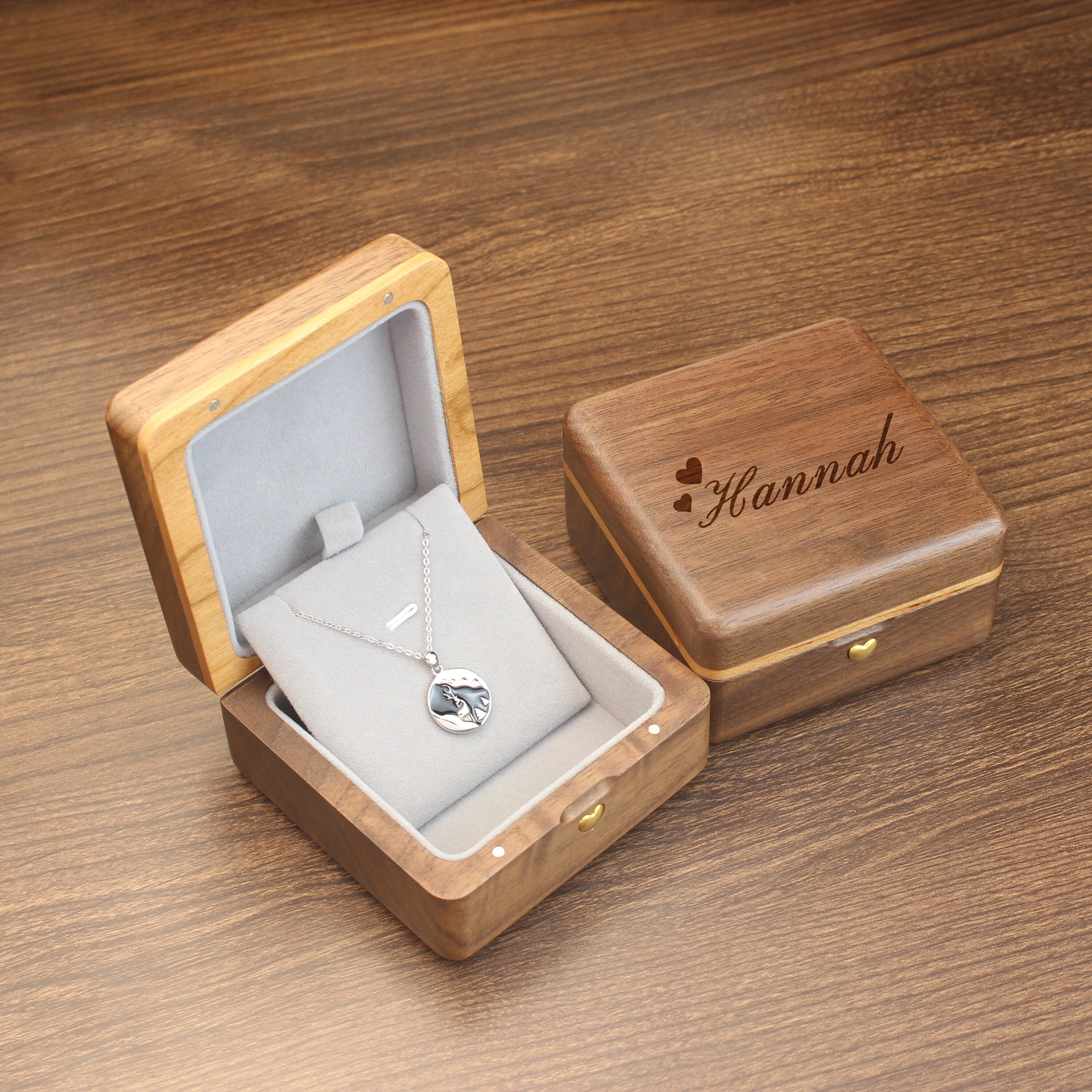 Custom Walnut Wood Jewelry Box Vintage Solid Wood Necklace - Etsy