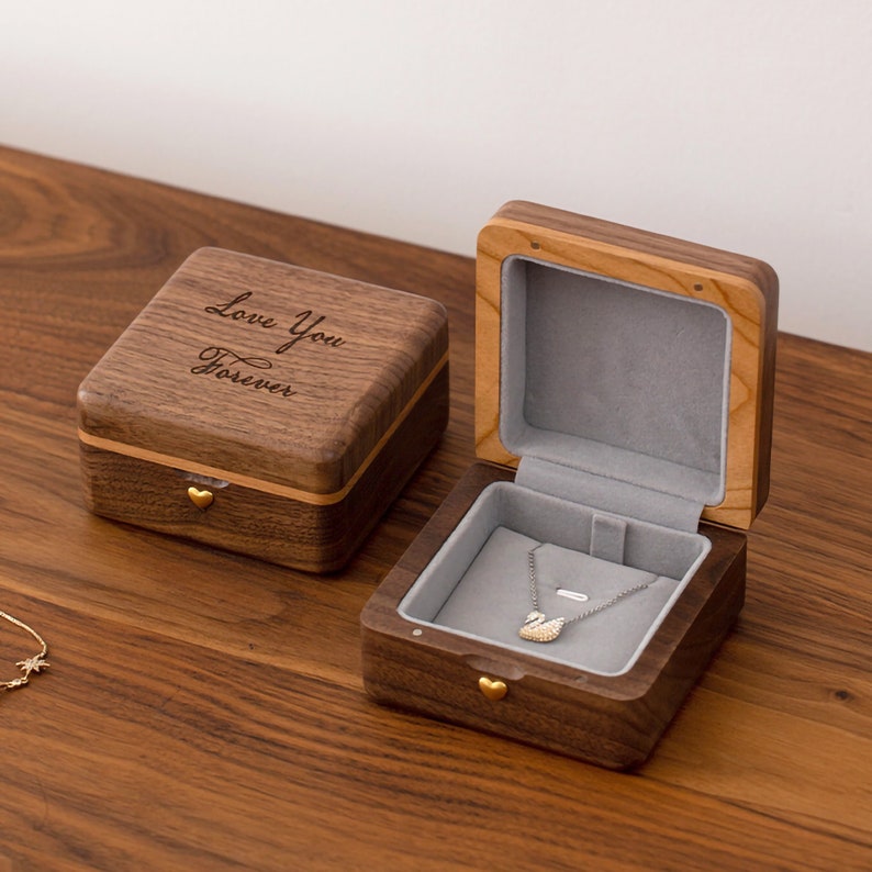 Custom Walnut Wood Jewelry Box Vintage Solid Wood Necklace - Etsy