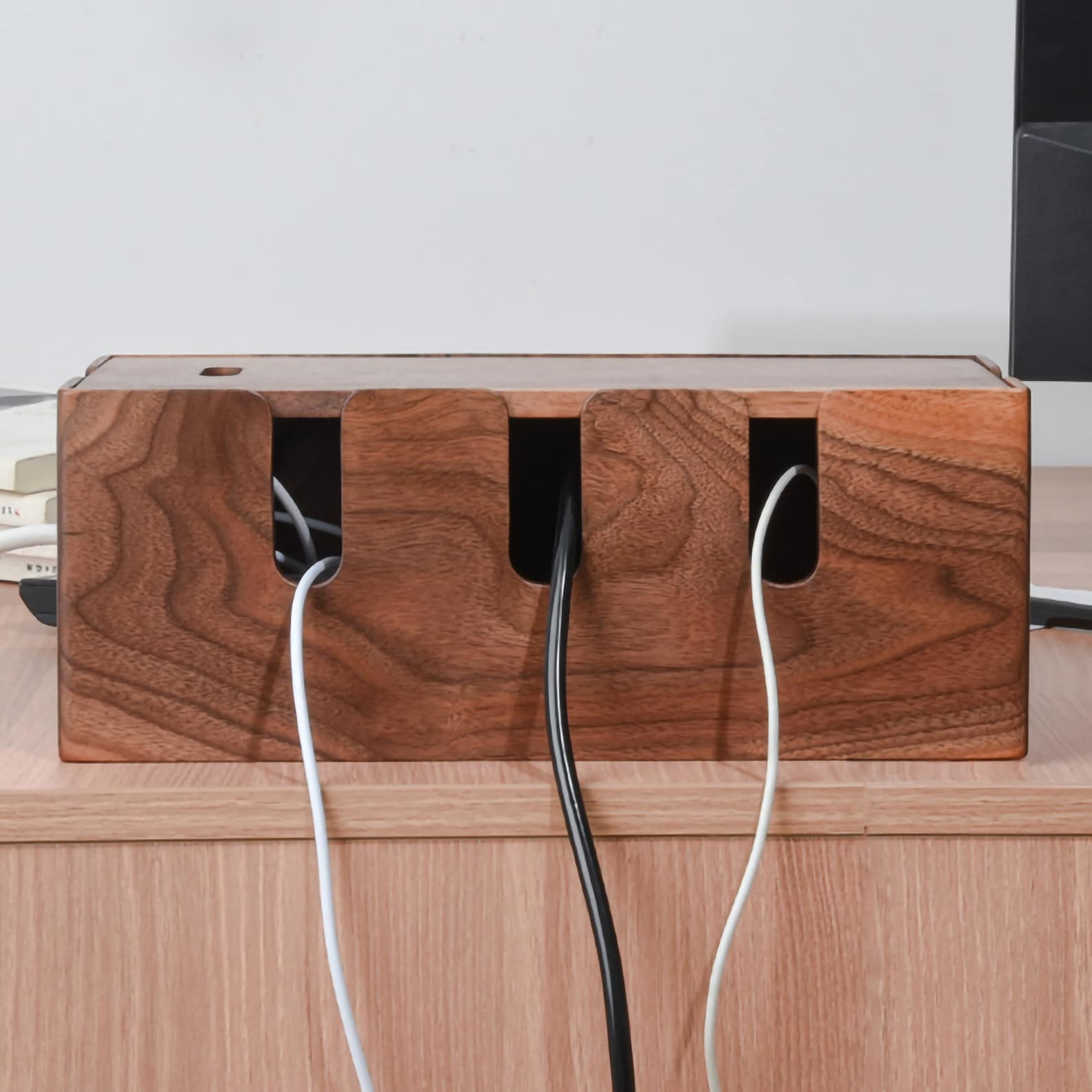 Handmade Wooden Cable Management Box Walnut Cable Storage Box Charger ...