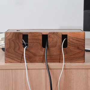 Handmade Wooden Cable Management Box • Walnut Cable Storage Box ...
