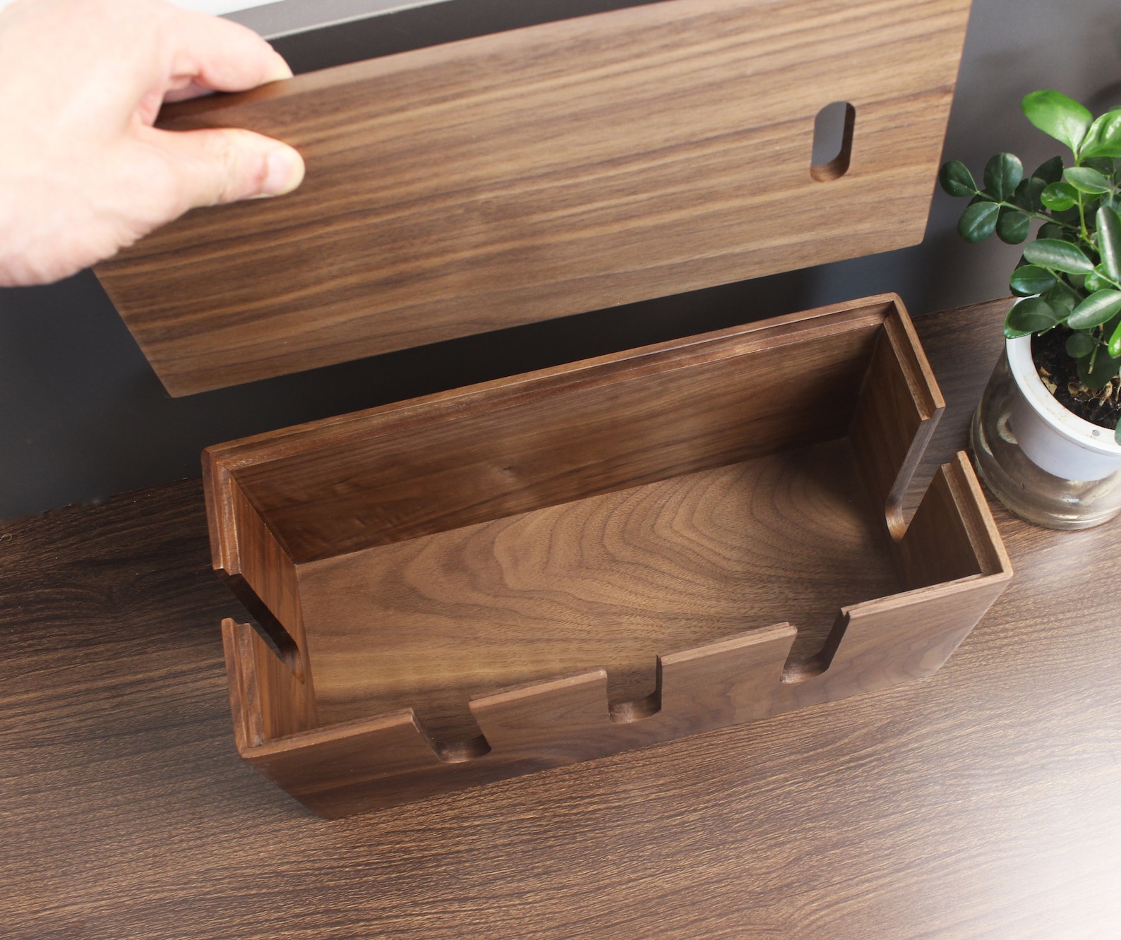 Handmade Wooden Cable Management Box • Walnut Cable Storage Box ...