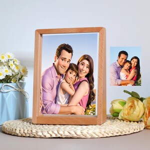 Custom Pixar Style Portrait Photos, Cartoon Couple Portrait, Solid Wood ...