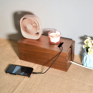 Handmade Wooden Cable Management Box • Walnut Cable Storage Box ...