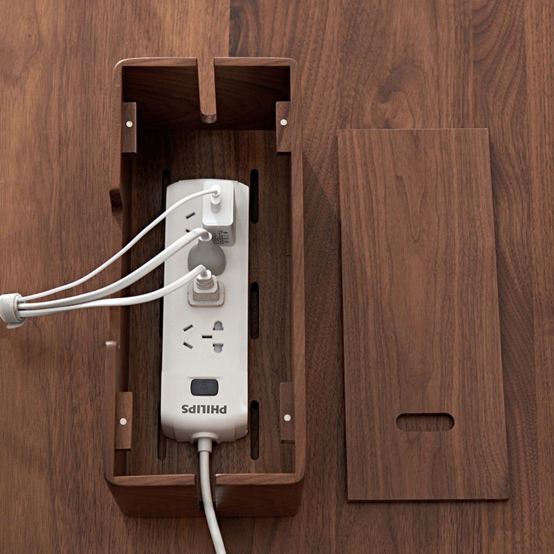 Handmade Wooden Cable Management Box Walnut Cable Storage - Etsy