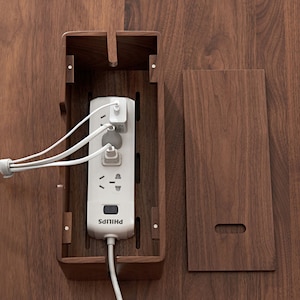 Handmade Wooden Cable Management Box • Walnut Cable Storage Box ...