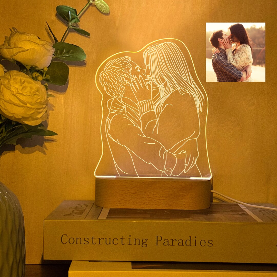 Personalized Portrait Night Light, Custom Photo Lamp With Picture Text ...