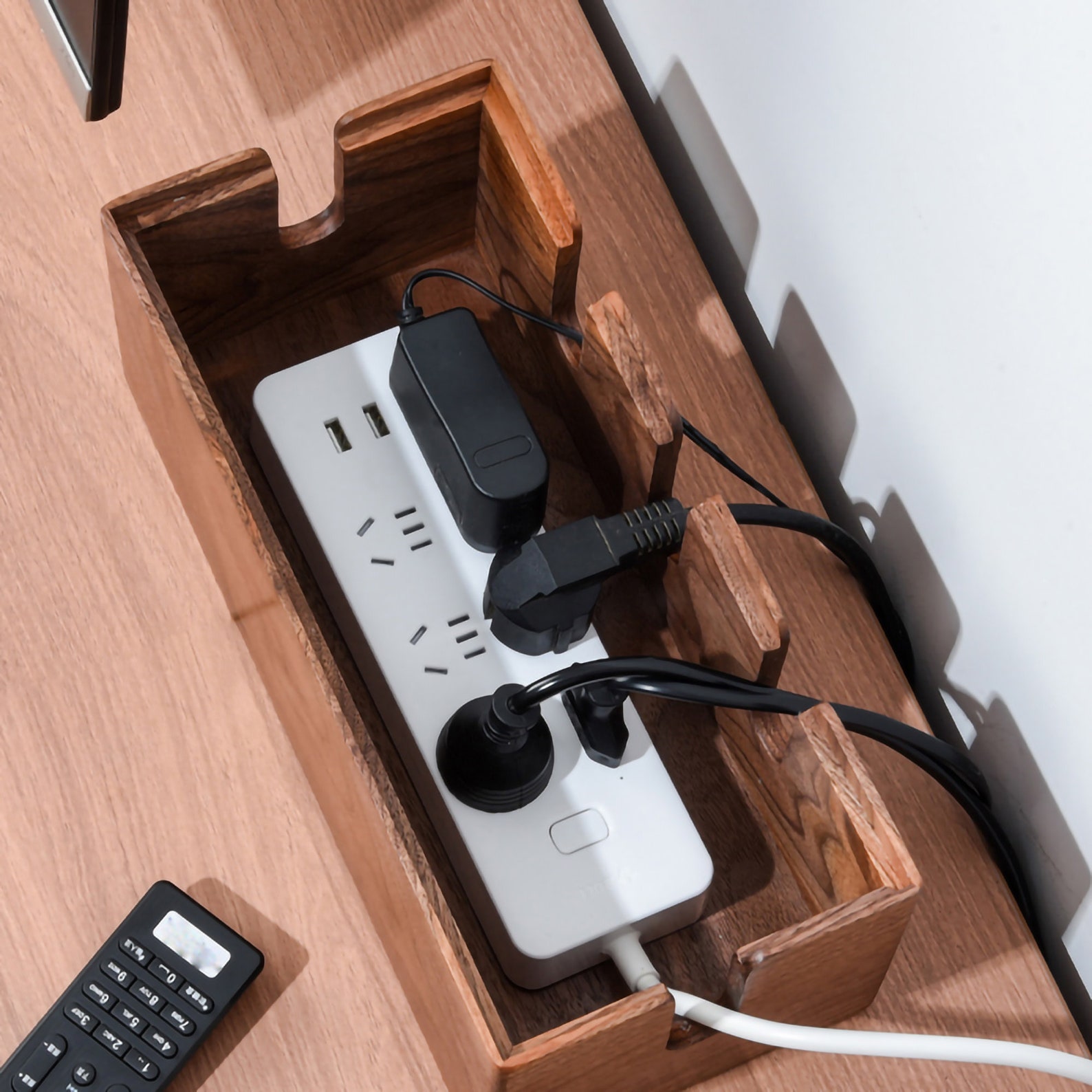 Handmade Wooden Cable Management Box Walnut Cable Storage Box Charger ...
