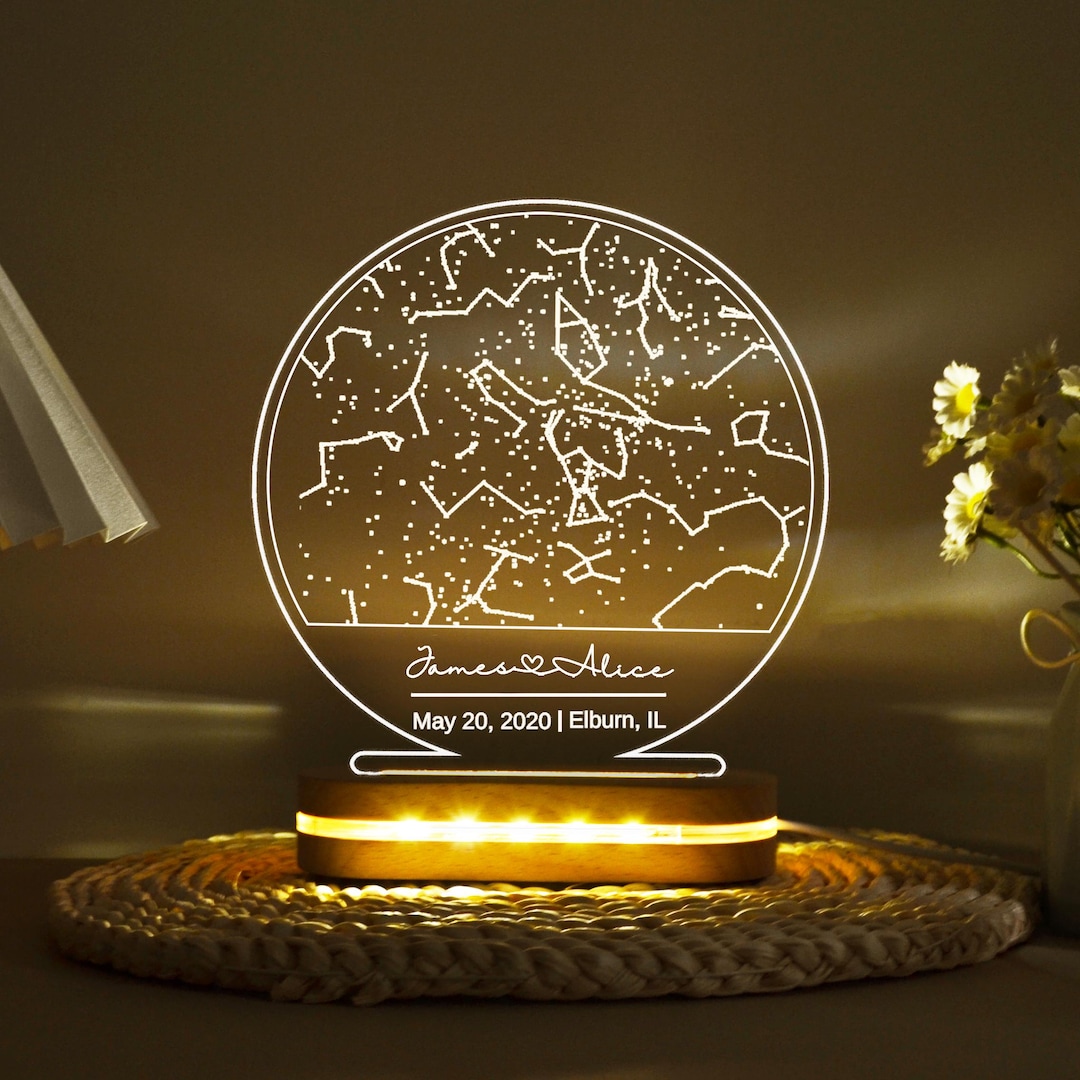 Custom Star Map by Date, Star Map Night Light, Personalized ...
