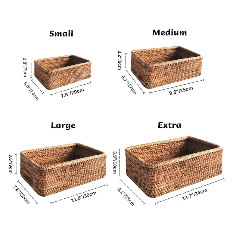 Handmade Rectangular Woven Rattan Storage Basket Woven - Etsy