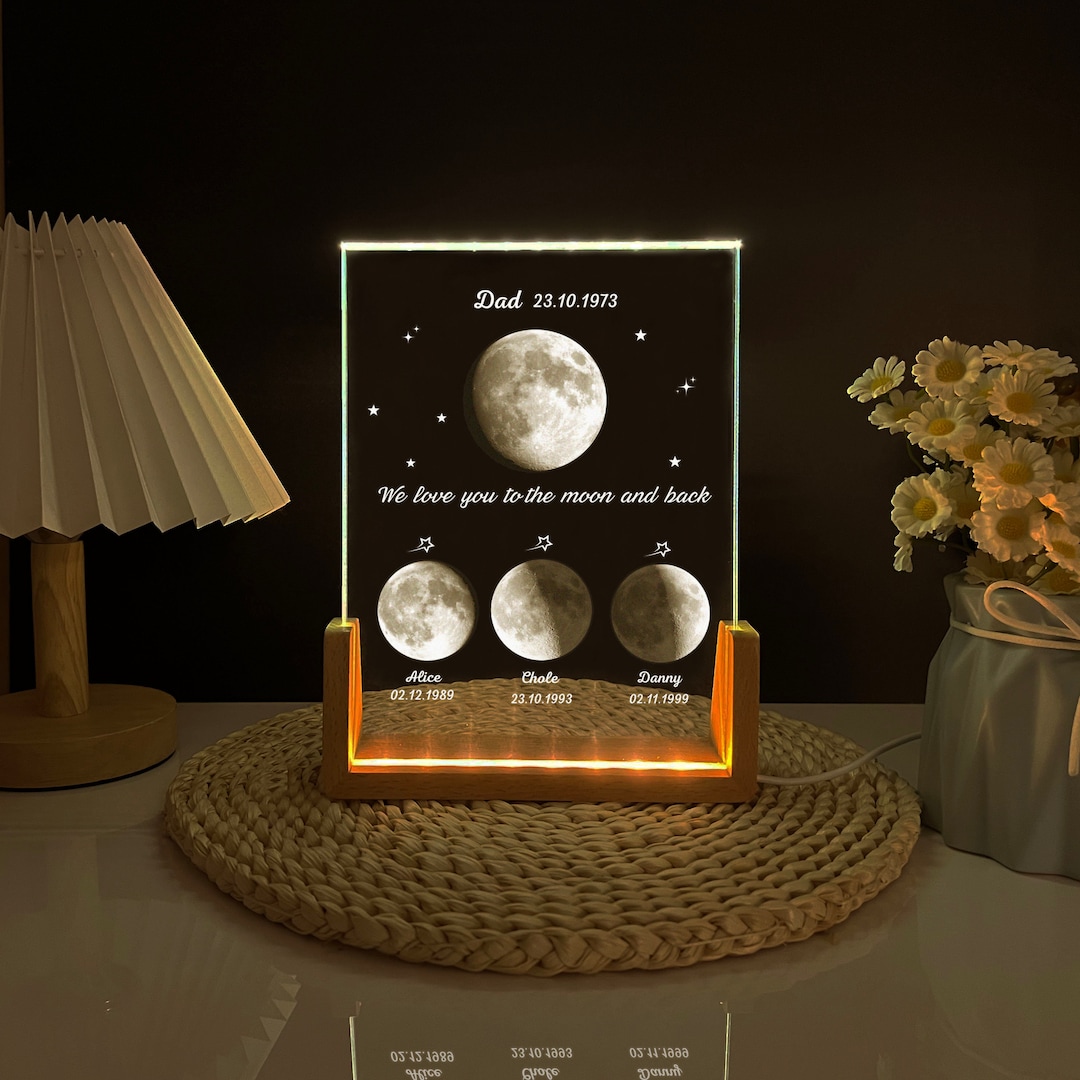 Personalised Crystal Moon Phase Lamp,father's Day Gift,personalized ...