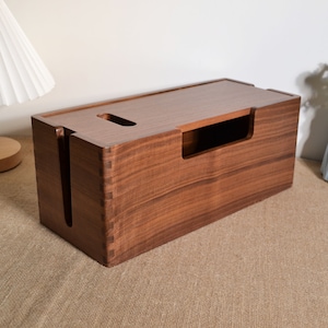 Handmade Wooden Cable Management Box • Walnut Cable Storage Box ...