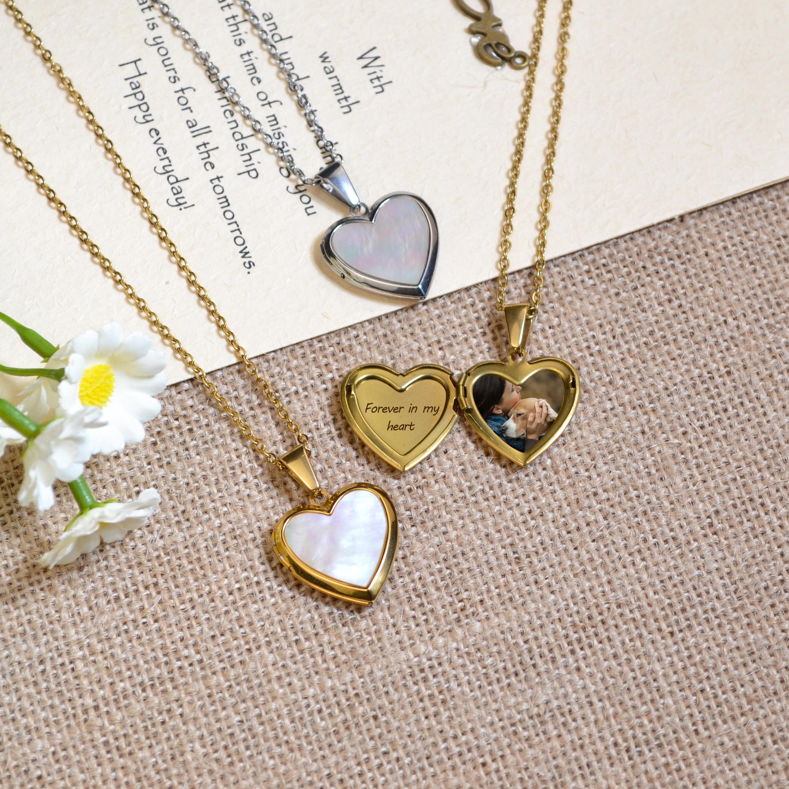 Heart Locket Necklace With Photo, Personalized Seashell Pendant ...