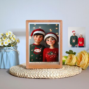 Custom Pixar Style Portrait Photos, Cartoon Couple Portrait, Solid Wood ...