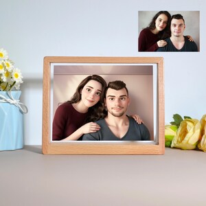 Custom Pixar Style Portrait Photos, Cartoon Couple Portrait, Solid Wood ...
