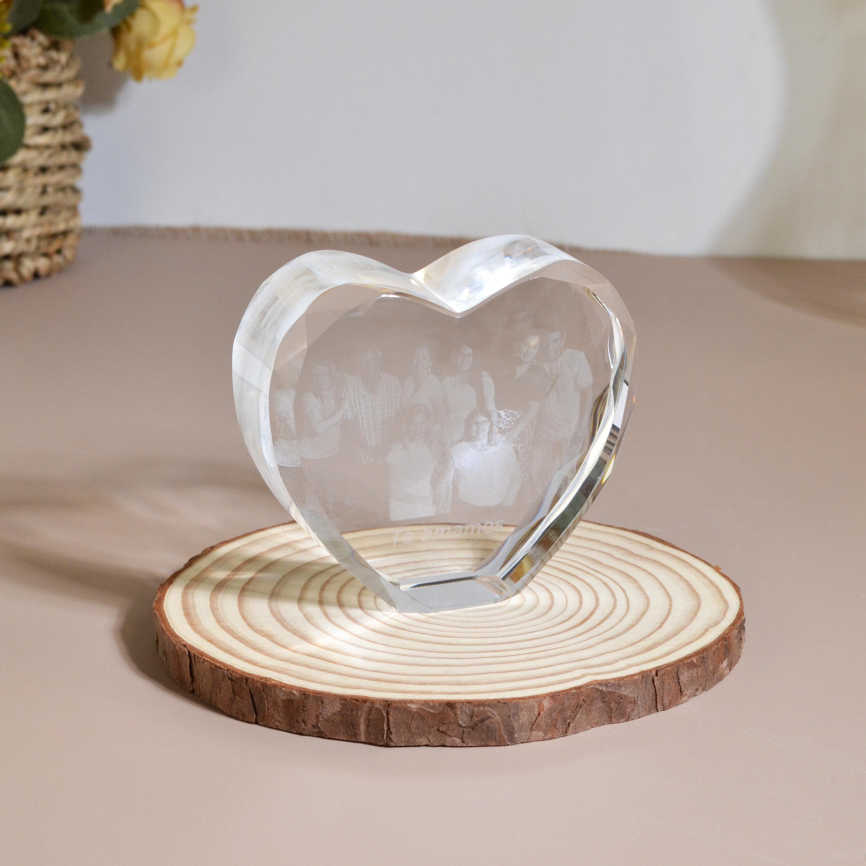 Personalized 3D Crystal Photo Portrait With Light Base, 3D Engraved ...