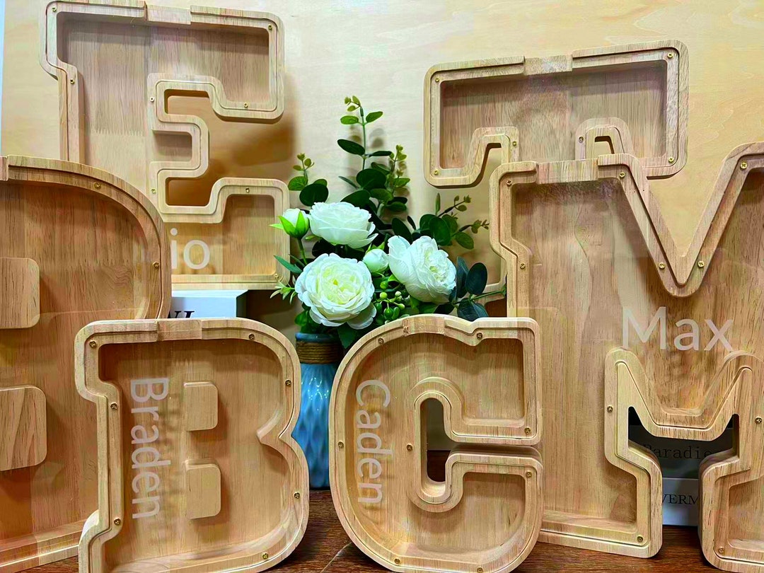 Custom Initial Piggy Bank, Personalized Alphabet Piggy Bank, Children's ...