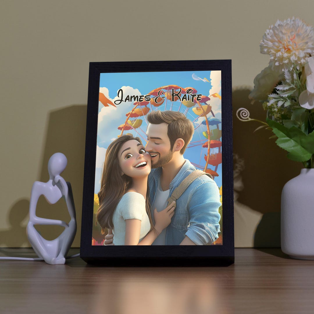 Custom Pixar Style Cartoon Portrait，wall Art Frame Light, the Collision ...