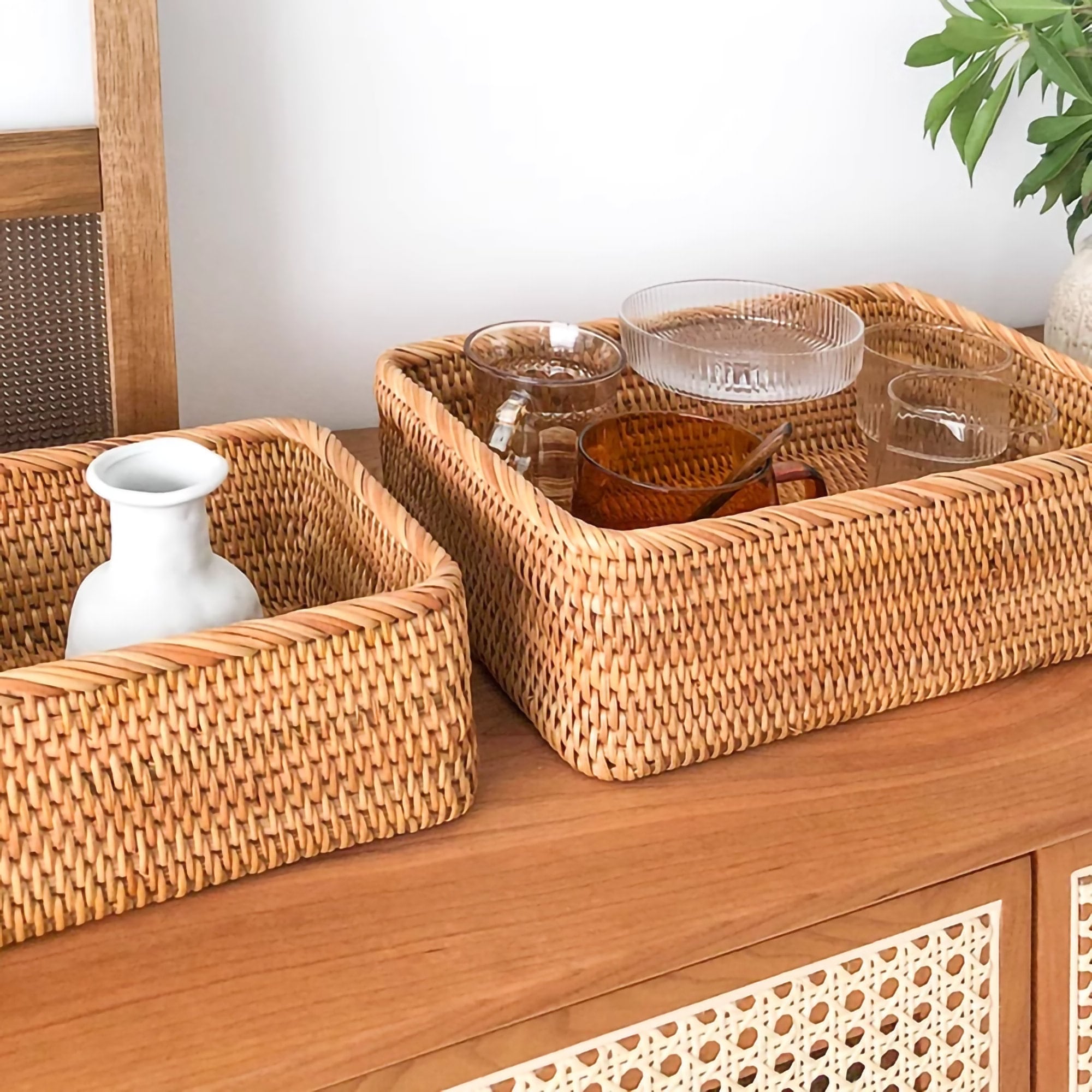 Handmade Rectangular Woven Rattan Storage Basket Woven - Etsy